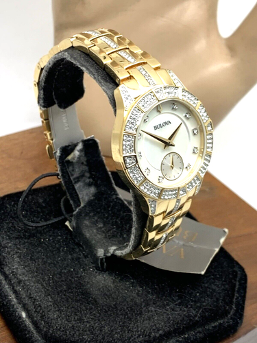 Bulova Womens Watch 98L283 Quartz Crystal Accent Mother of Pearl Dial ...