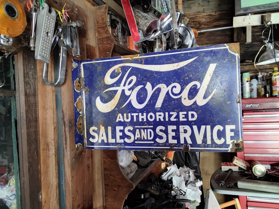 Porcelain Ford Flange Sign 18x10 Inches Over Steel Service Station 2 ...