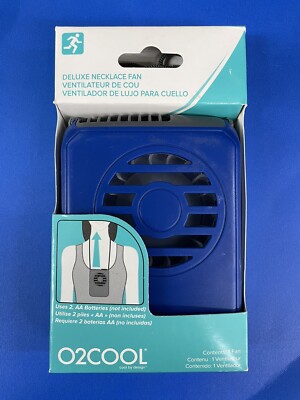 3 (Three) O2 COOL Portable Battery Operated Necklace Fan - Color: Blue ...