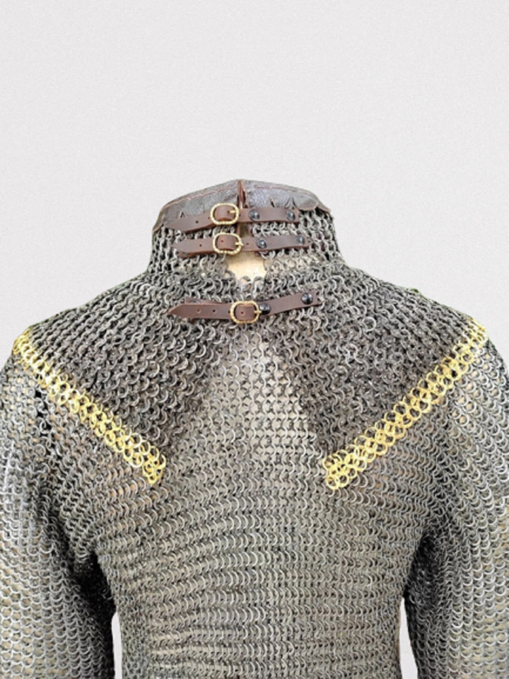 Chain mail shirt with Collar | 9 mm chainmail haubergeon Long Sleeves ...