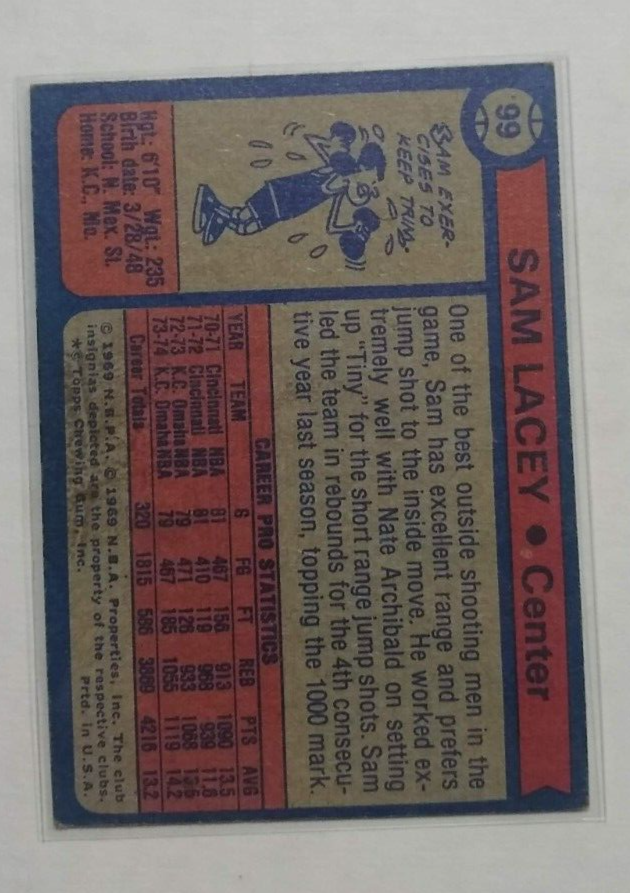 1974-75 Topps Sam Lacey Kings #99 | eBay