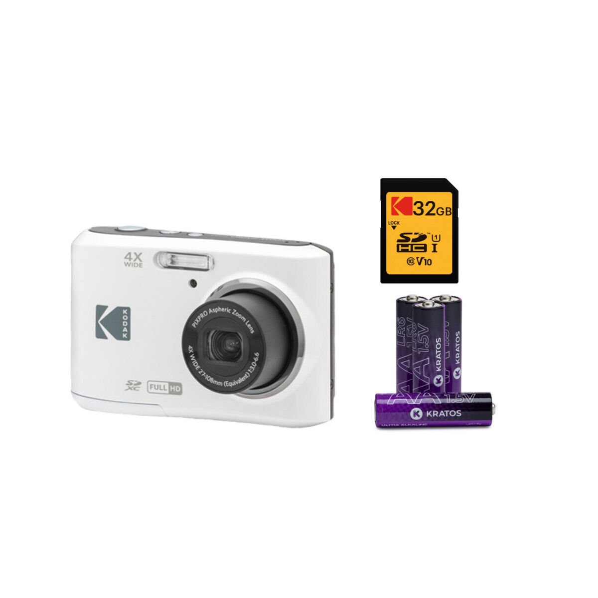 Kodak PIXPRO FZ45 Digital Camera White with 32GB SD Card and Kodak PIXPRO FZ45 Digital Camera White with 32GB SD Card and
