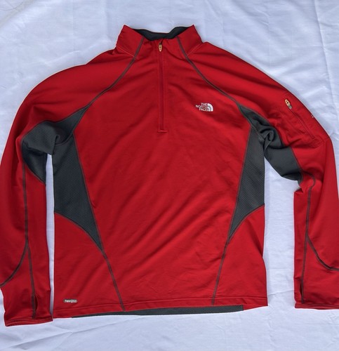 The North Face Men’s Large Long Sleeve Red /Grey Quarter Zip Up Cycling ...
