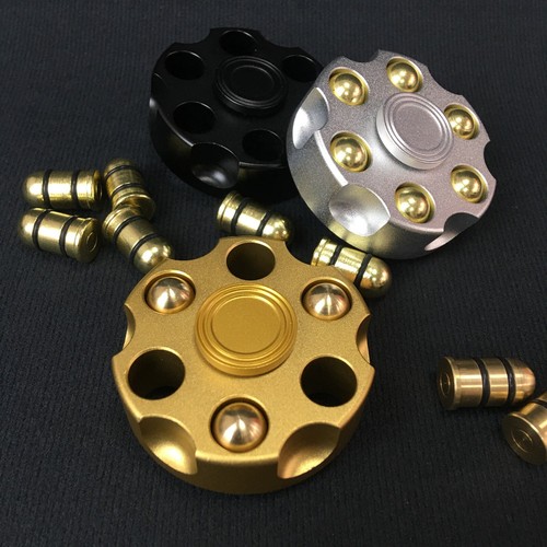 Adult Gift Finger Spinner Metal Revolver Pistol Removable Bullet Pocket ...