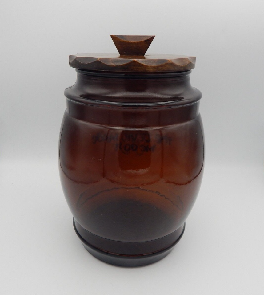 VTG SIESTA WARE BROWN GLASS THE DEVIL MADE ME DO IT COOKIE SNACK JAR W ...