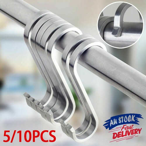 5/10x Stainless Steel Hanging Rack Garden Clothes Pan Hanger S Hooks ...