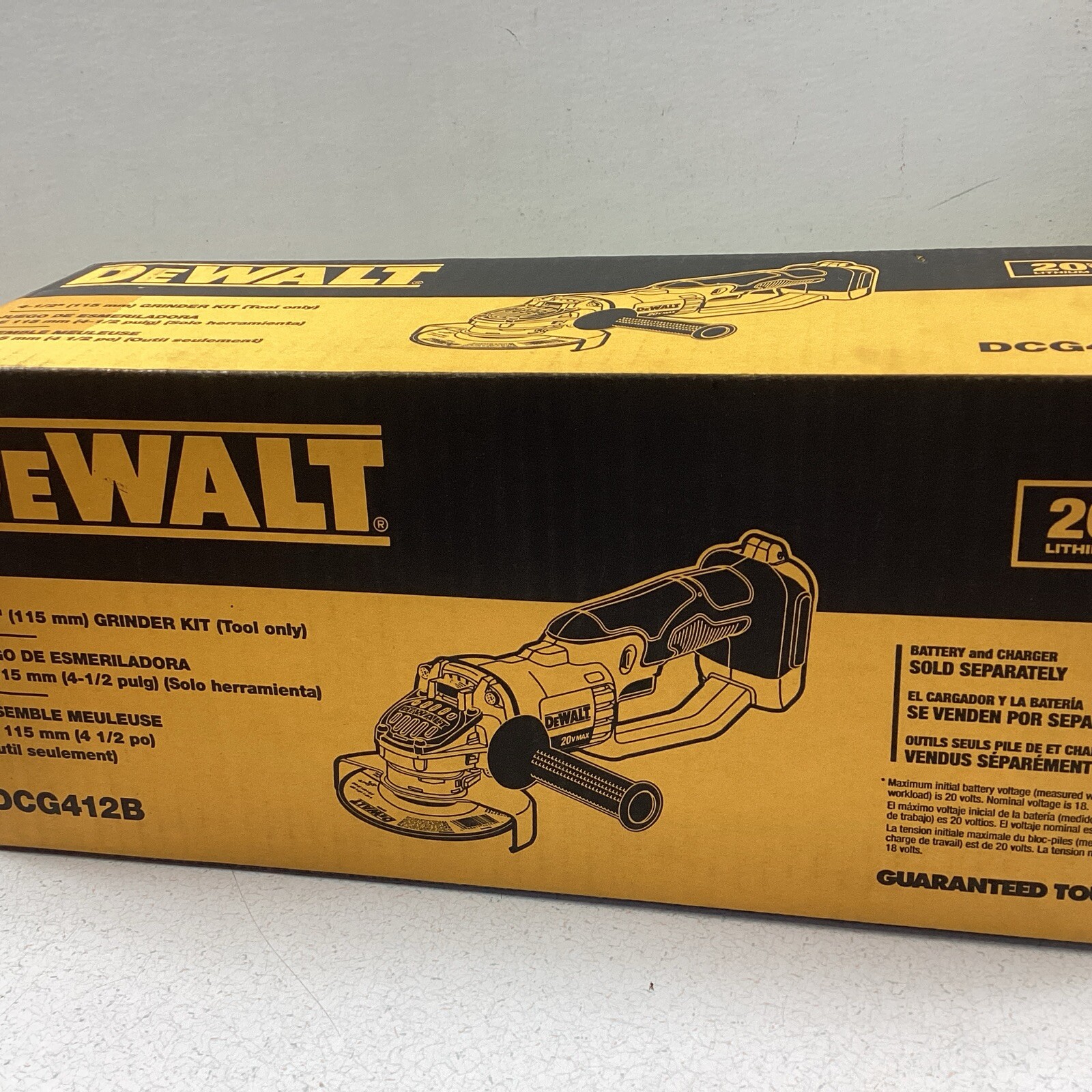 DEWALT DCG412B 20V 4 1/2" Cordless 20V lithium-ion Angle Grinder NEW ...