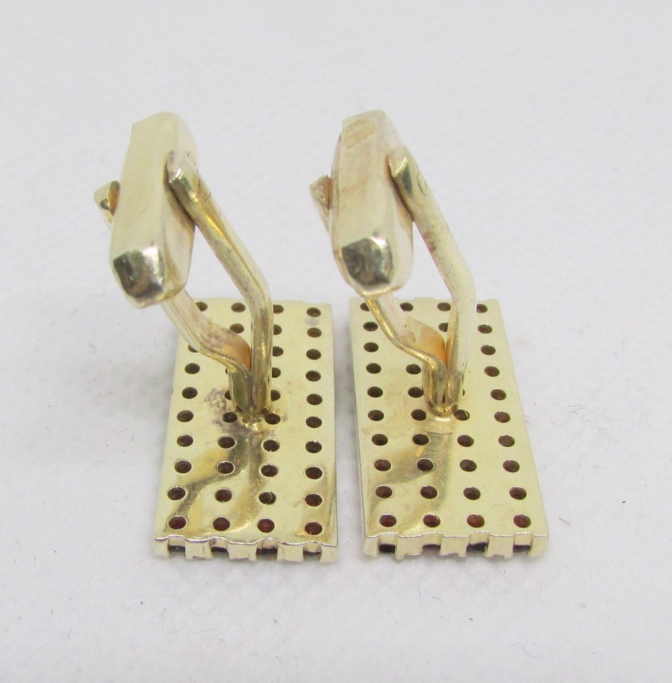 GOLD OVER 900 SILVER BOHEMIAN GARNET MEN'S VINTAGE CUFF LINKS 23X11MM ...