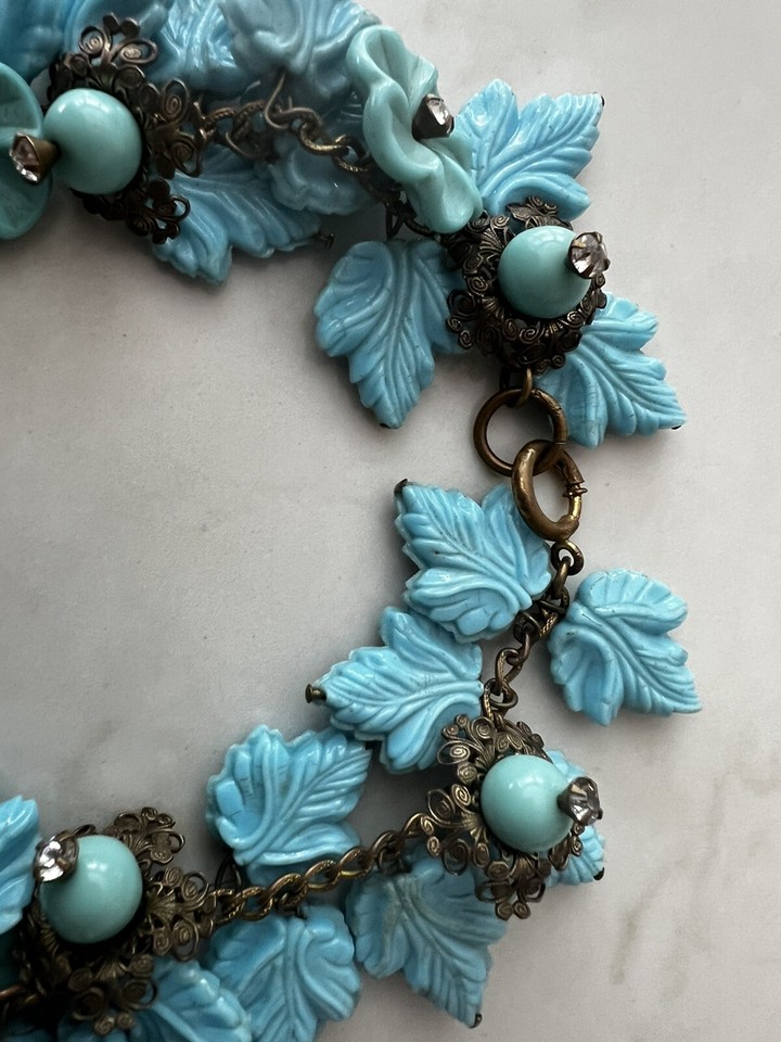 VTG MIRIAM HASKELL HESS UNSIGNED DRIPPING MOLDED GLASS LEAVES FLOWERS ...