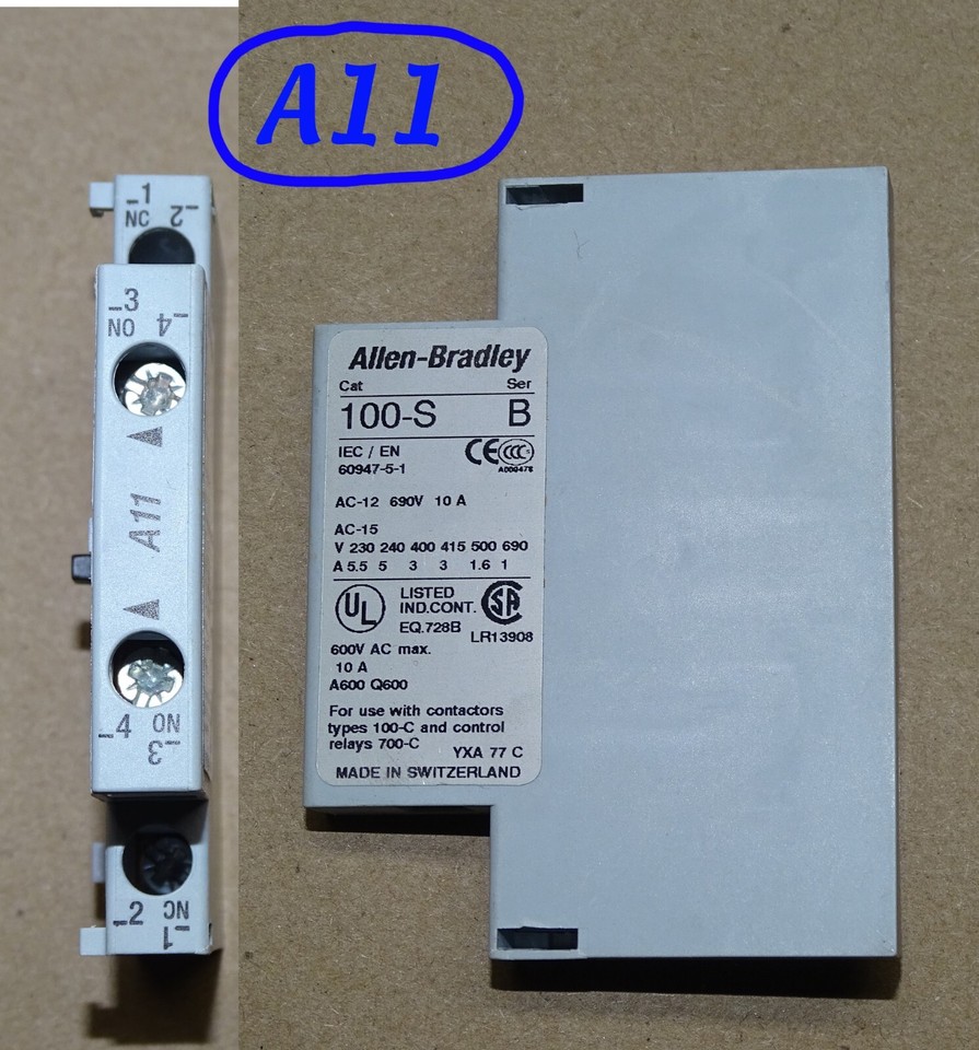 Allen Bradley 100-S Auxiliary Contact Block: A01, A10, A11, AL11, A20 ...