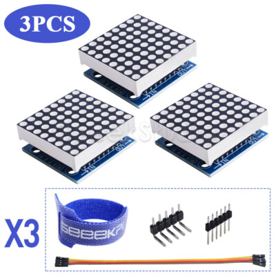 3PCS 8x8 MAX7219 Dot LED Matrix Module LED Display Control Module For ...