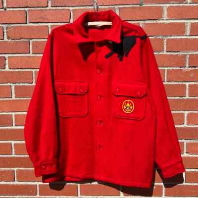 Boy Scouts Red Wool Shirt "Bull & Patch" - Sz Large - Vtg 70s Philmont ...
