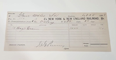 1883 New York And New England Railroad Freight Receipt Slip | eBay