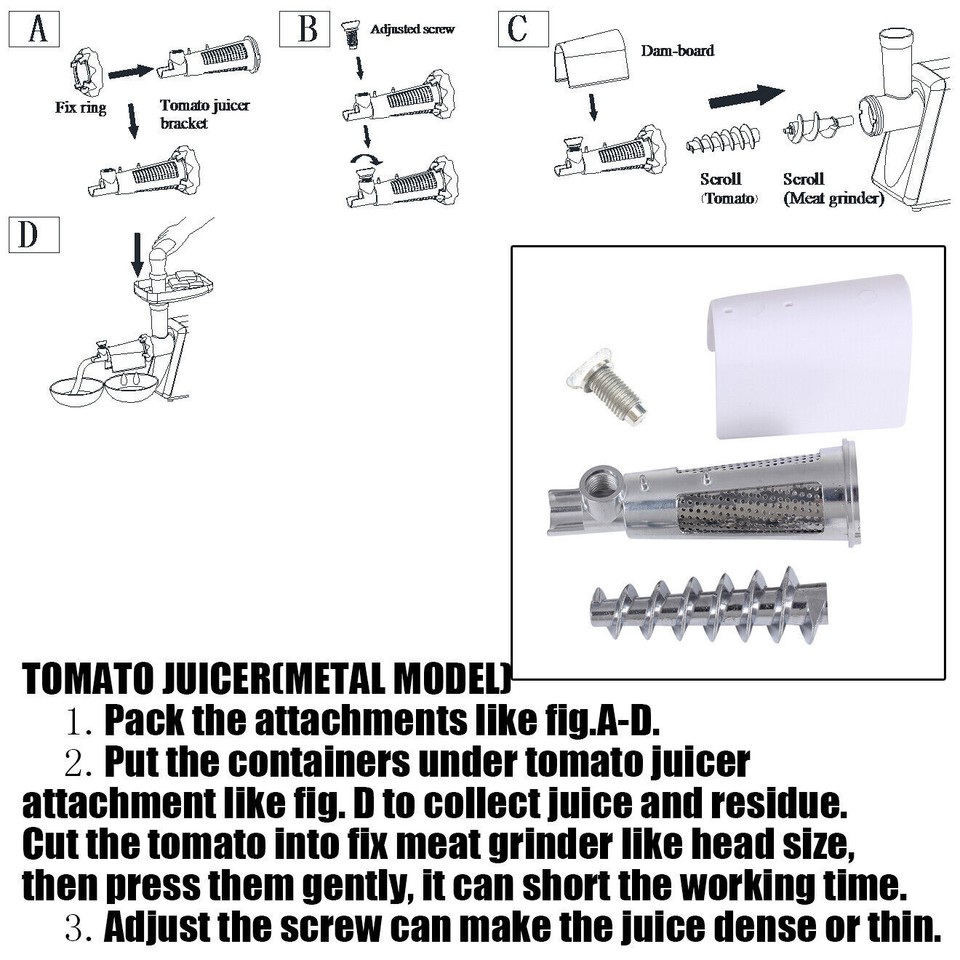 Pro Vegetable Fruit Strainer Tomato Juicer Attachment Parts Kit For ...