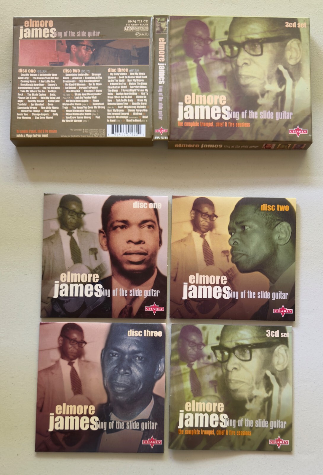 Elmore James – King Of The Slide Guitar 3-CD Set Trumpet, Chief & Fire ...