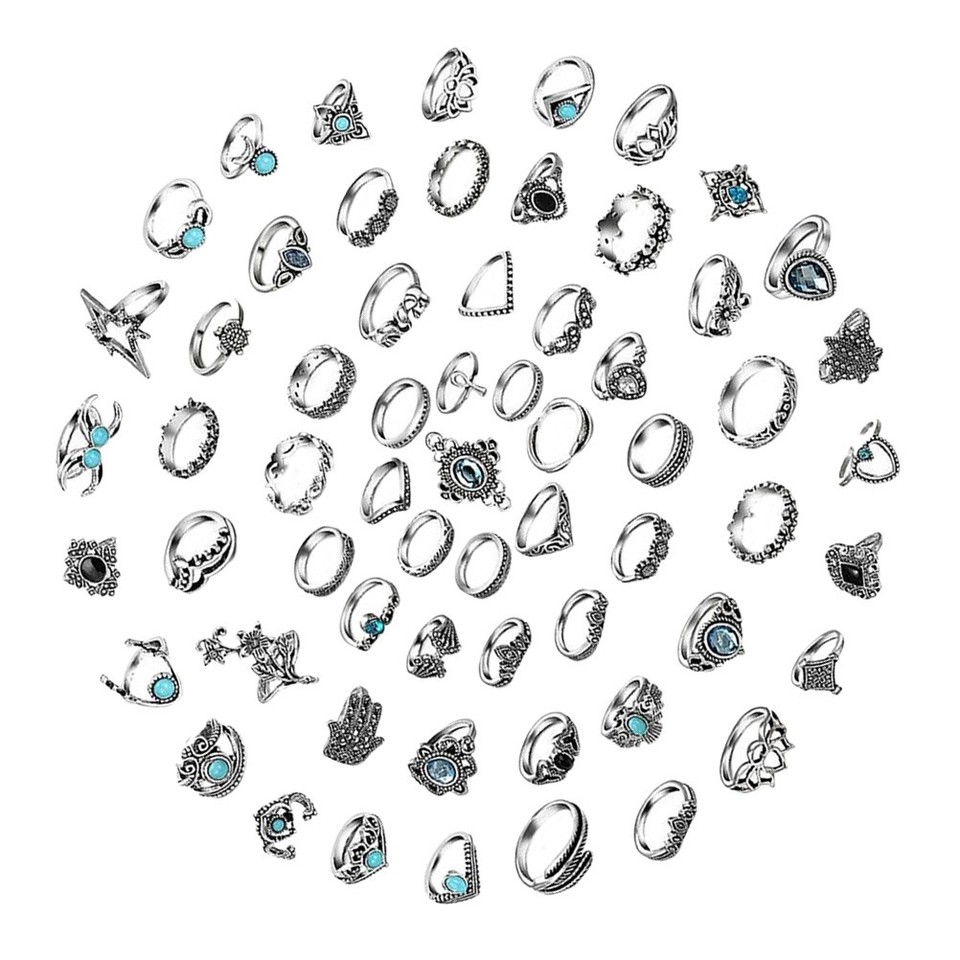 1Set 62pcs Stylish Vintage Knuckle Rings Finger Rings Knuckle Rings for ...