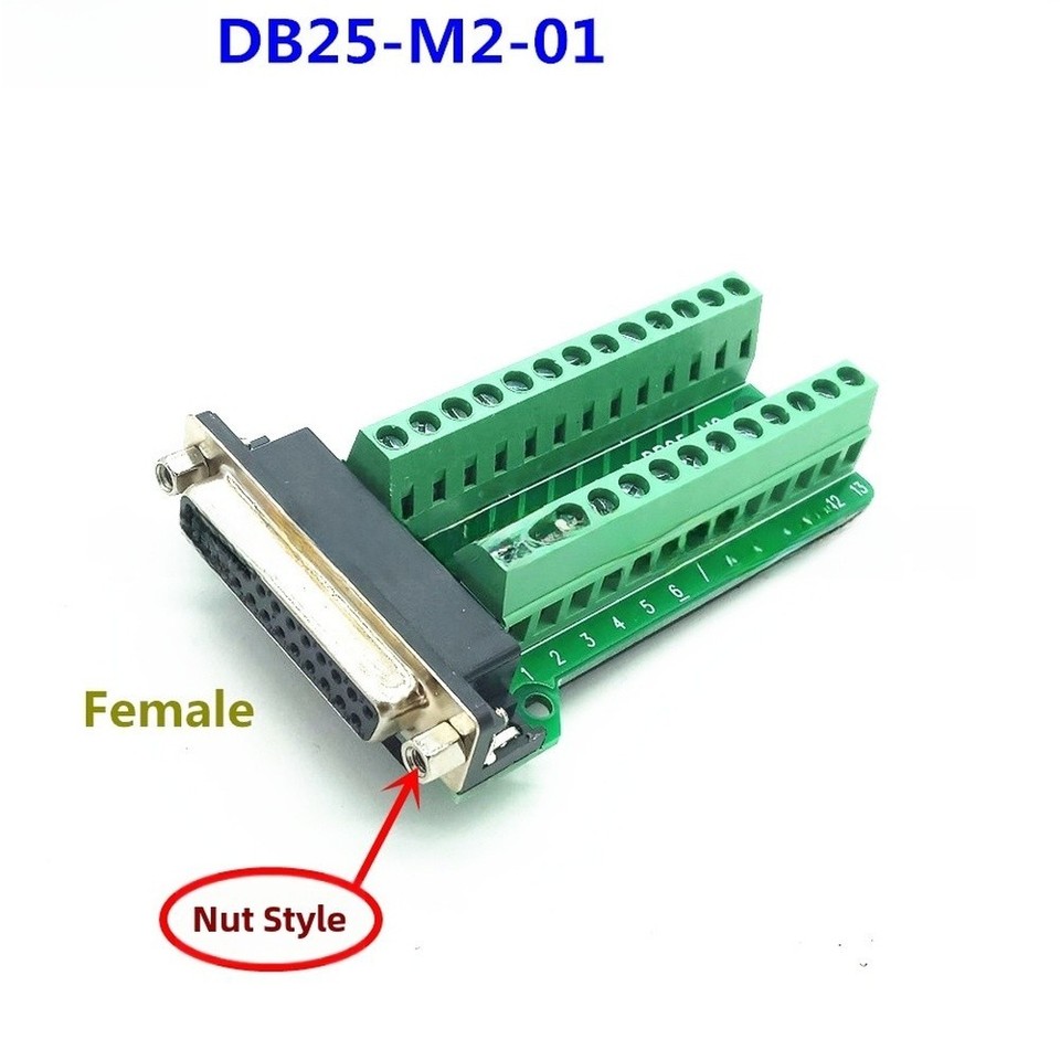 Terminal Block Adapter for DB25 Female Connector 25 Pin Signal Screw ...