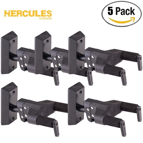 5-PACK Hercules GSP38WBK PLUS Auto Grip System Wall Mount Guitar Hanger ...