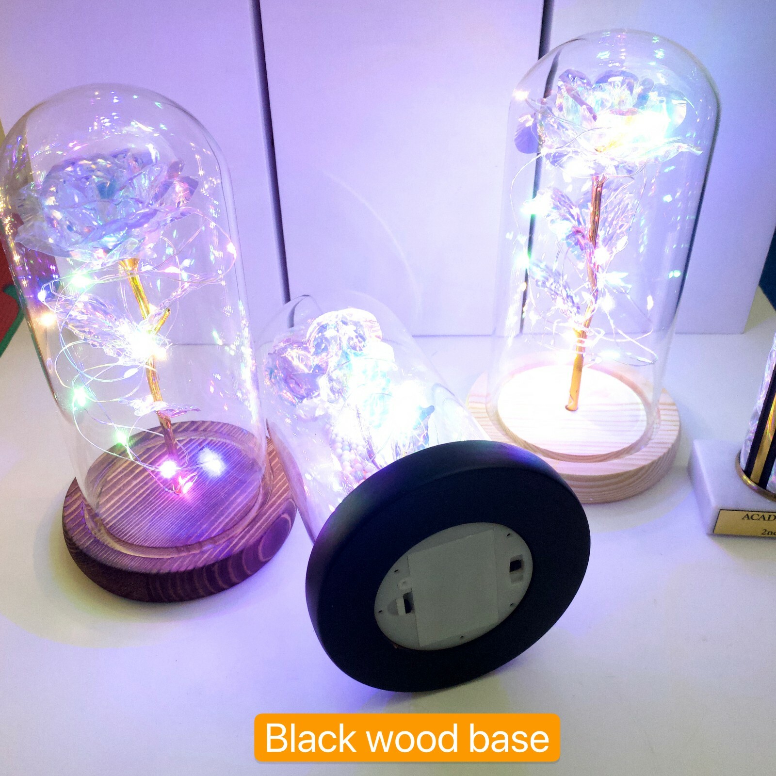 crystal Galaxy rose in the glass dome 20 led lights gift for girlfriend ...