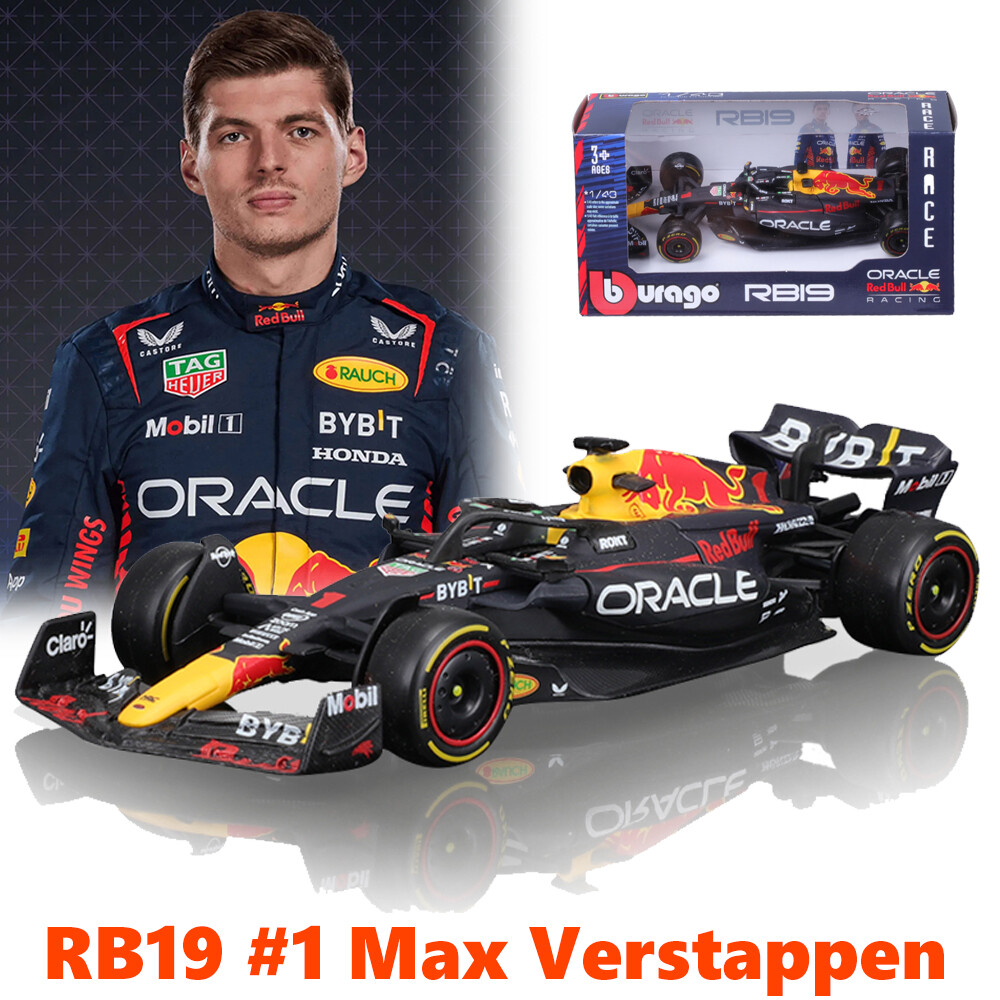 BBURAGO 1:43 2023 Red Bull RB19 FORMULA F1 Max Verstappen Model CAR #1 ...
