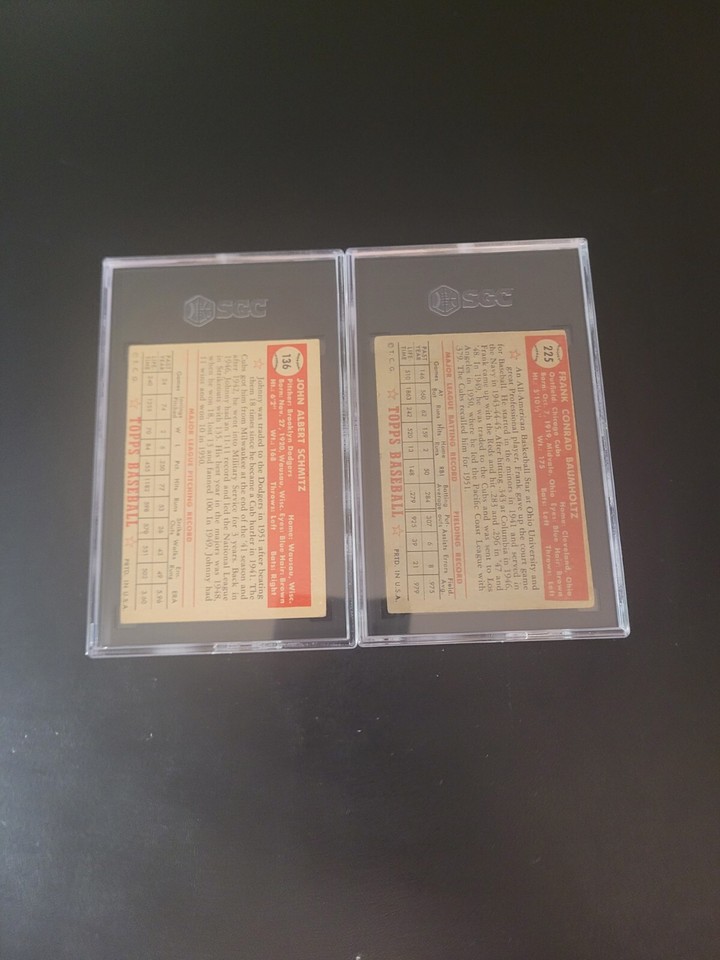 Lot Of (2) 1952 Topps Baseball SGC 2.5 Good+ #136, #225 Brand New Slabs ...