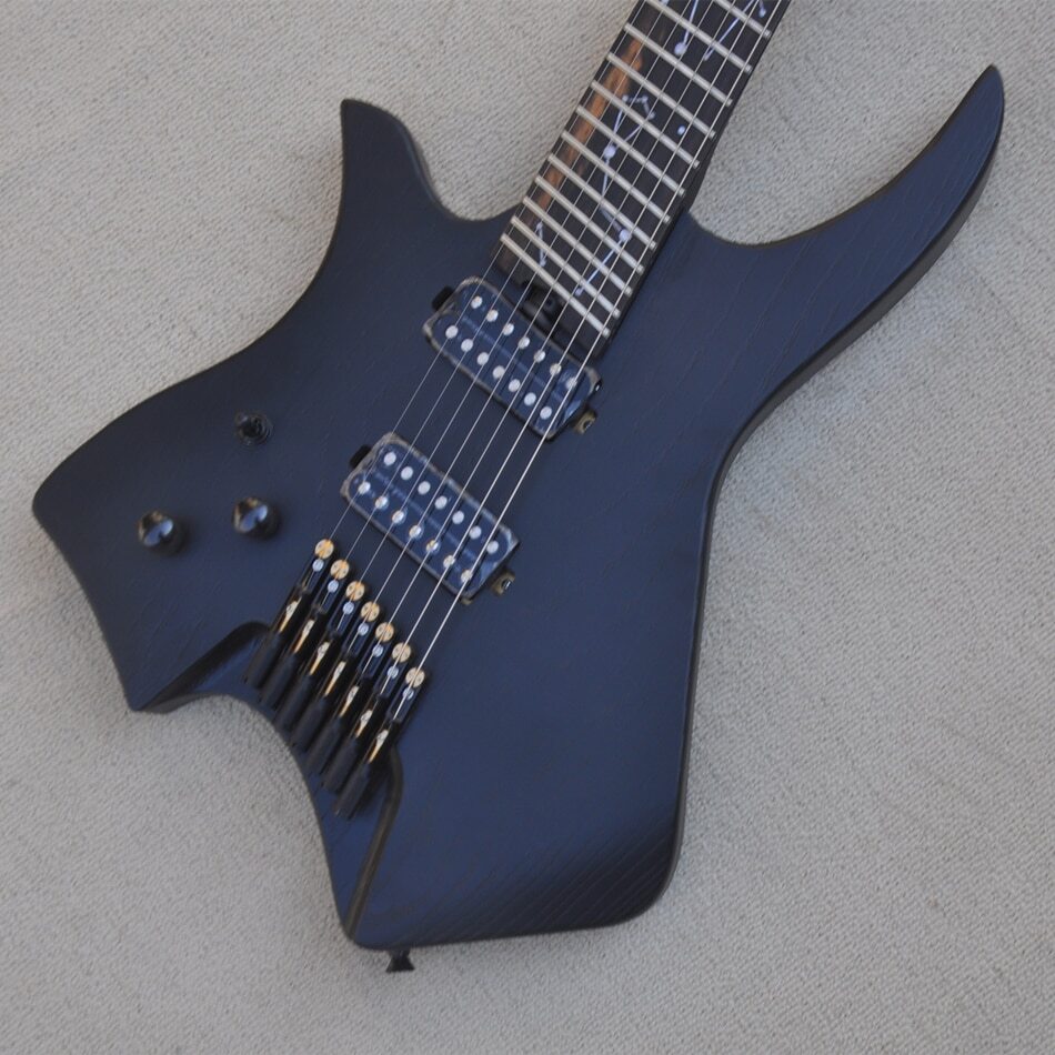 Left Handed 7 Strings Headless Matte Black Electric Guitar Rosewood ...