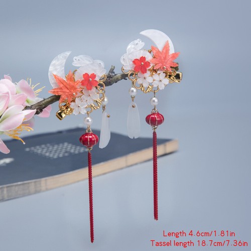 Handmade Chinese Hairpin Kawaii Rabbit Tassel Red Lantern Hair Clip ...