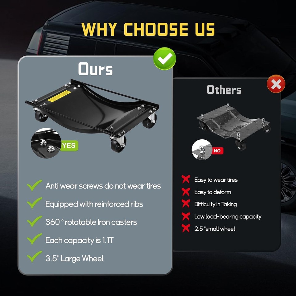 Car Dolly Wheel Dolly Car Tire Wheel Cart Moving Cars With 360 ...