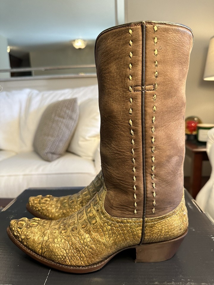 Stallion Men's Custom Exotic Natural Alligator Head Cut Buck Stitch ...