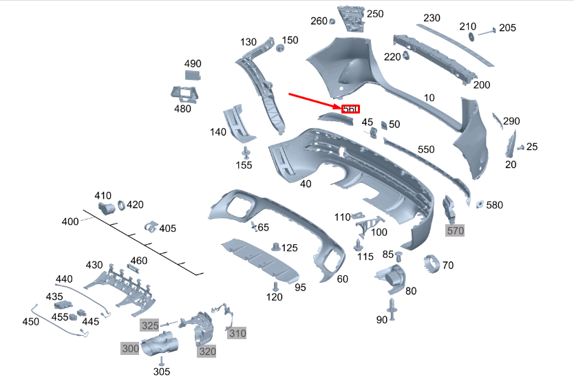 MERCEDES-BENZ GLA H247 Rear Bumper Right Trim A2478859306 NEW GENUINE ...