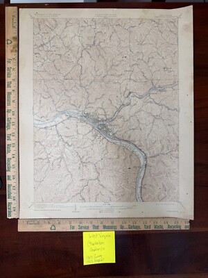 US GEOLOGICAL TOPOGRAPHY MAP WEST VIRGINIA CHARLESTON QUADRANGLE 1907/ ...