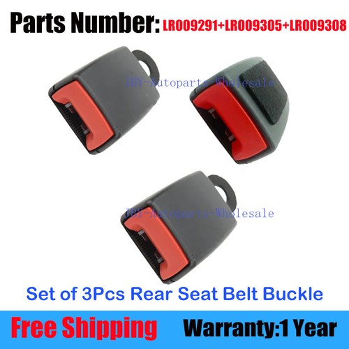 3Pc Rear Seat Belt Buckle Outer 2nd Row for Land Rover LR3 LR4 LR009308 ...