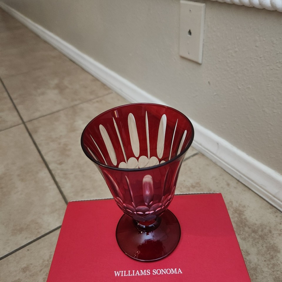 NEW Williams Sonoma Wilshire Jewel Cut Mixed WATER Goblet RED Glass ...