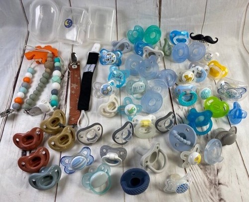 Baby Boy MEGA Pacifier Lot Silicone Mam Nuk Dr Brown's Soothies Reborn ...