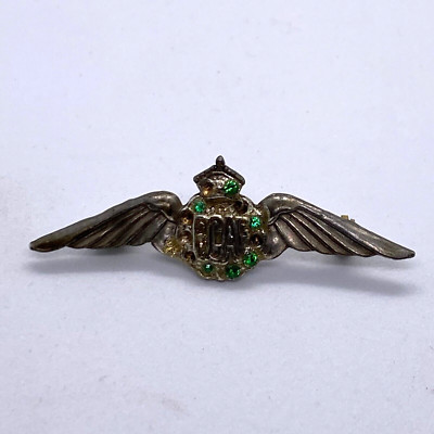 RCAF Royal Canadian Air Force Military Sweetheart Pin Green Rhinestones ...