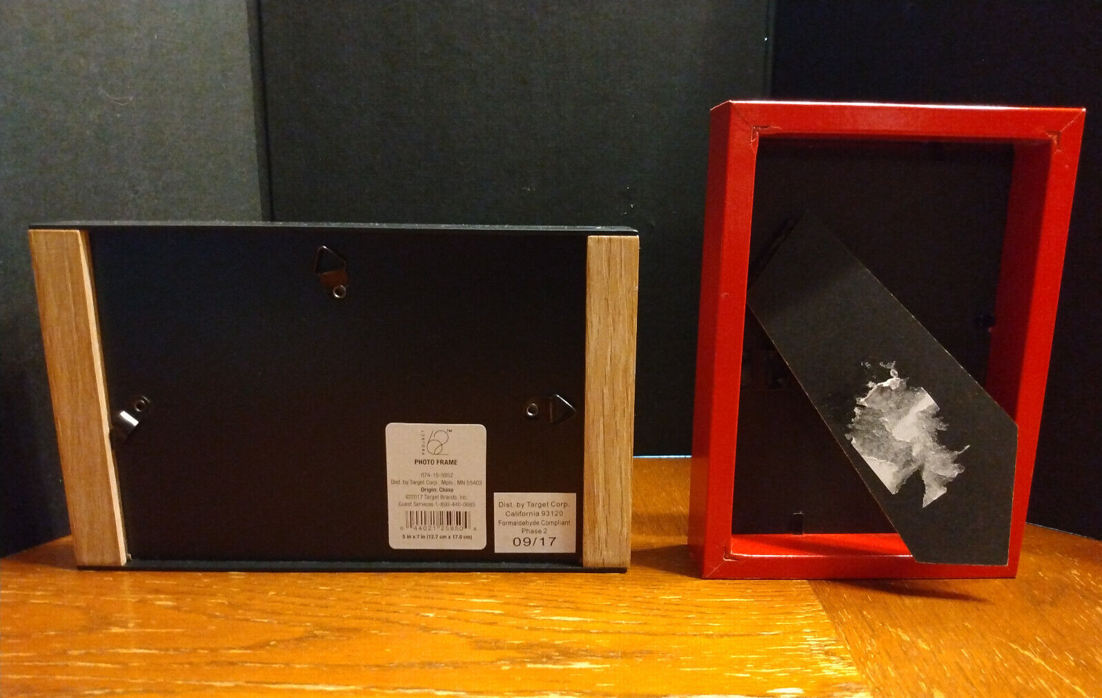 lot of 2: 5 x 7 photo/picture frames, Target & Ikea, blond wood/metal ...