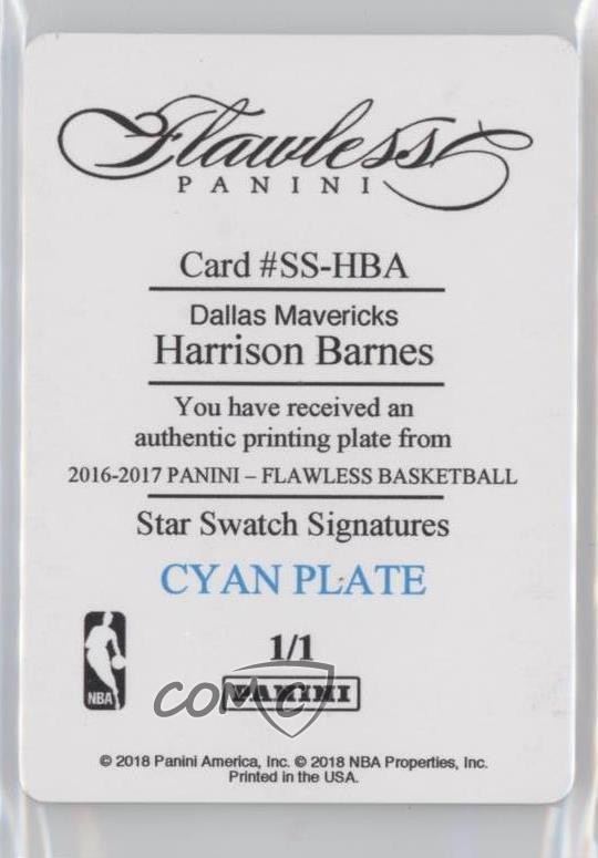 2016-17 Flawless Star Swatch Signatures Printing Plate Cyan 1/1 ...