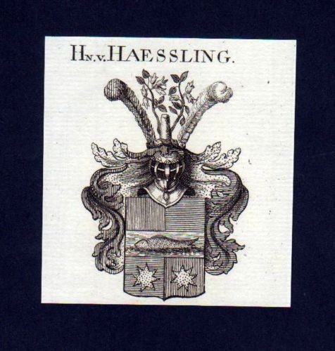 1780 - Men's V.Haessling Heraldry Copperplate Engraving Emblem | eBay