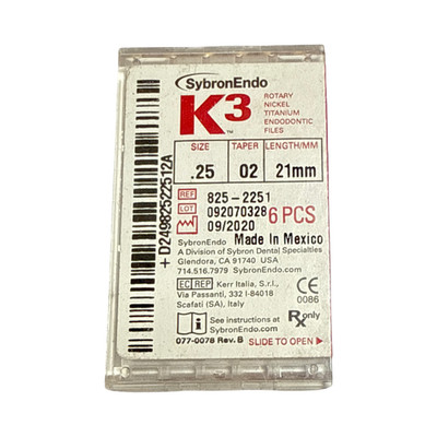 SybronEndo K3 Nickel-Titanium Files NiTi Endo Files K3 .25/.02 21mm | eBay