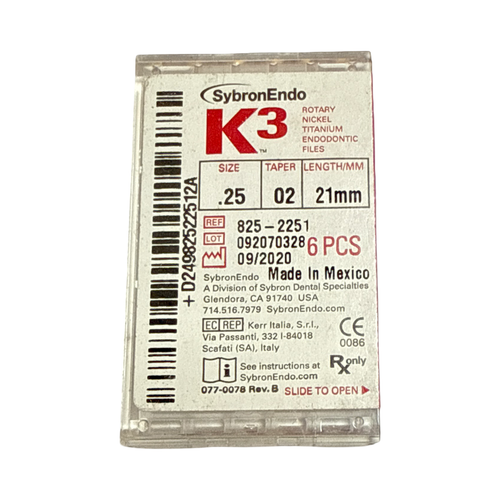 SybronEndo K3 Nickel-Titanium Files NiTi Endo Files K3 .25/.02 21mm | eBay