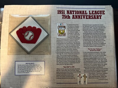 1951 NATIONAL LEAGUE 75TH ANNV Cooperstown Collection PATCH CARD ...