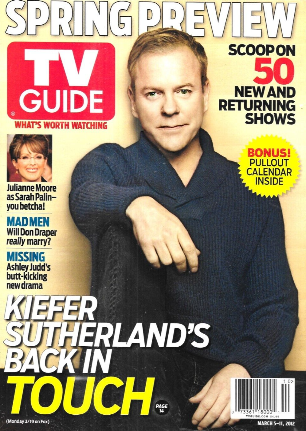 TV Guide Magazine Kiefer Sutherland Touch Spring Preview Smart Comedies 2012 | eBay
