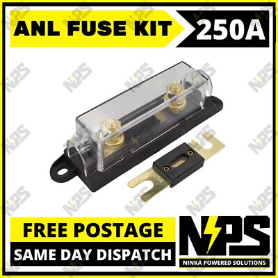 ANL FUSE KIT 1 x Inline Holder 1 x 250A Fuses Heavy Duty Gold Plated ...