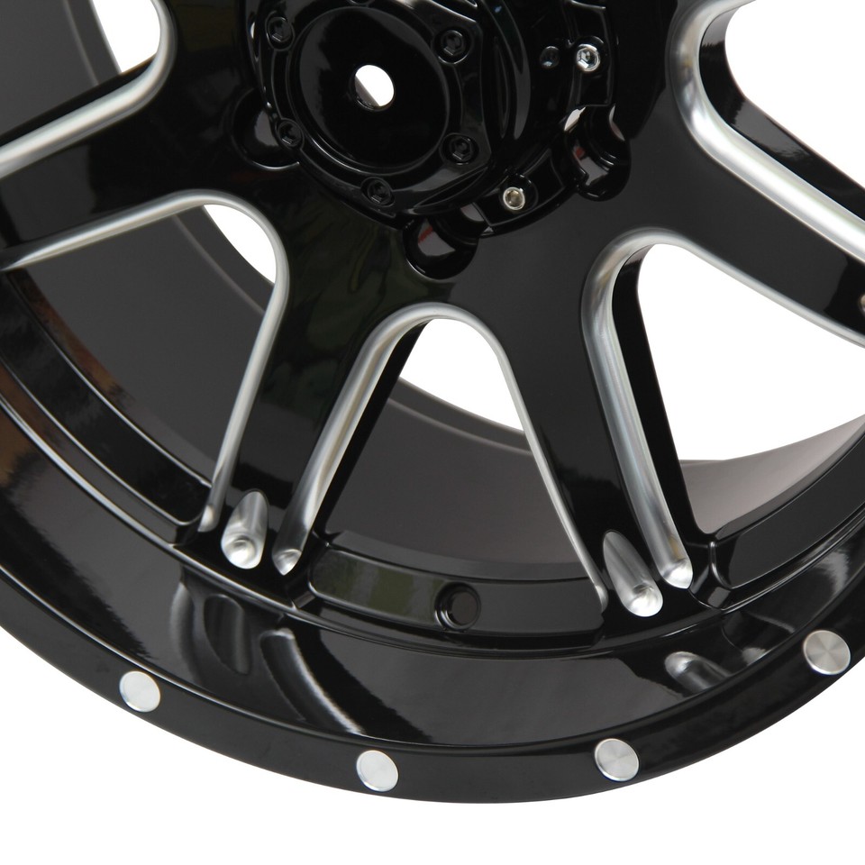 18X 9 Inch Gloss Black Milling Wheels Rim 6x139.7 Wheel 6 Lug ET 0 mm ...