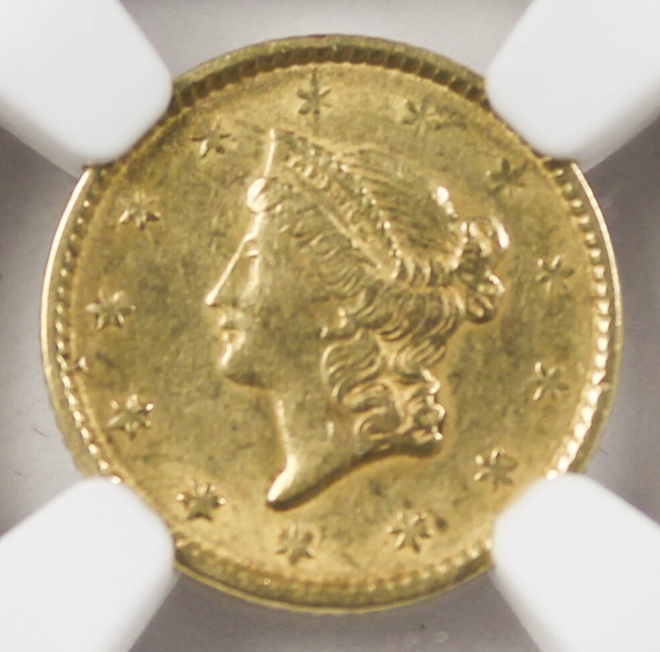 United States (US) 1851 Liberty $1 Gold Coin NGC AU55 Type 1 Choice AU ...