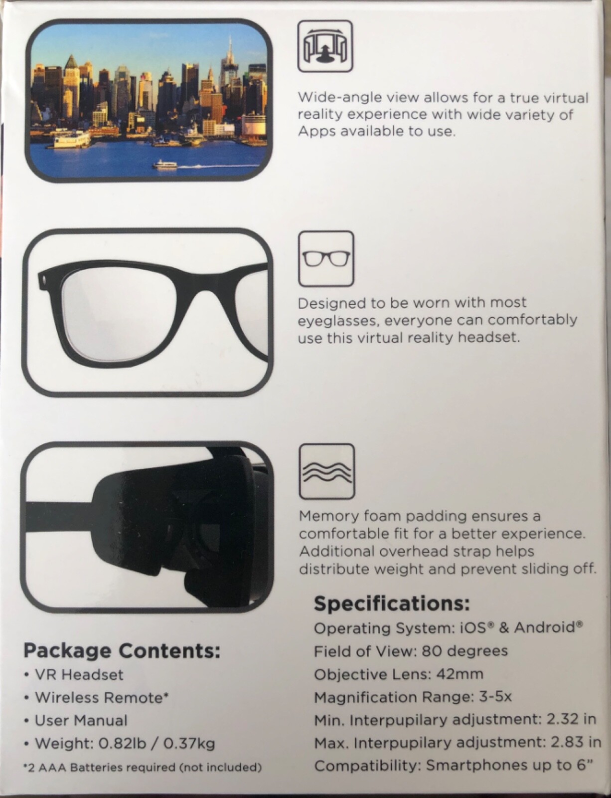 Cynoculars Virtual Reality Headset and Remote, for Gaming, Movies, and ...