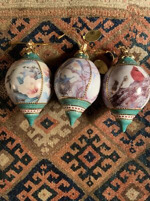 3 Bradford Editions Lena Liu 2000 Blue Bird Cardinal Hummer Porcelain ...