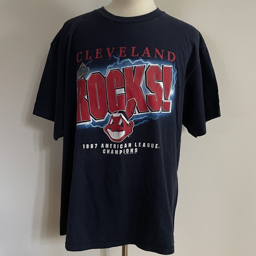 Vintage Cleveland Indians T-shirt Men XL 1990’s Cleveland Rocks! | eBay