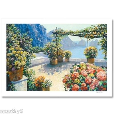 HOWARD BEHRENS "PATIO OVER CAPRI" AP ARTIST EMBELLISHED GICLEE W/COA | eBay