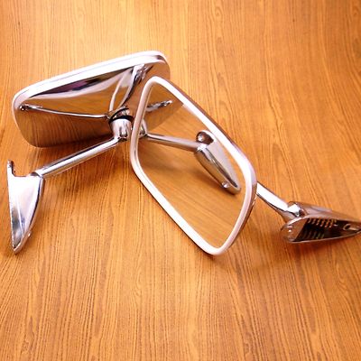 Chrome 5.9"x3.9" Swan Neck Side View Mirrors Pair Polished Chevy Ford ...